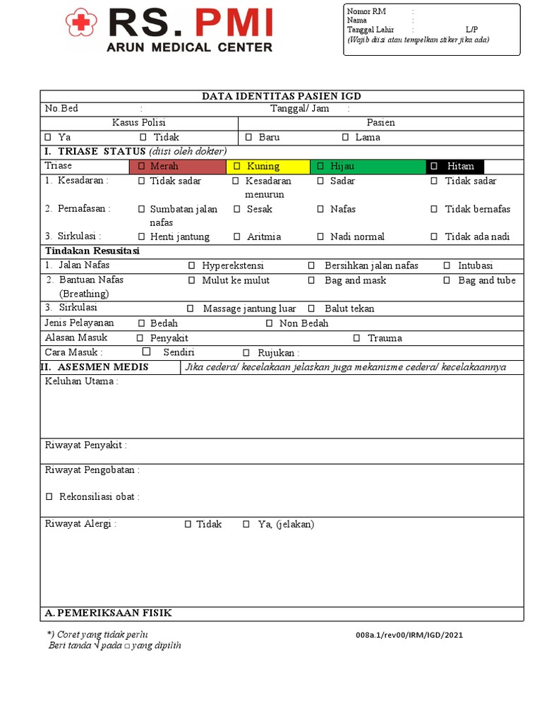 Form Asesmen Igd Kebidanan | PDF