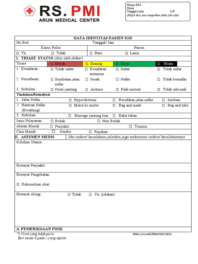 Form Asesmen Igd Umum | PDF