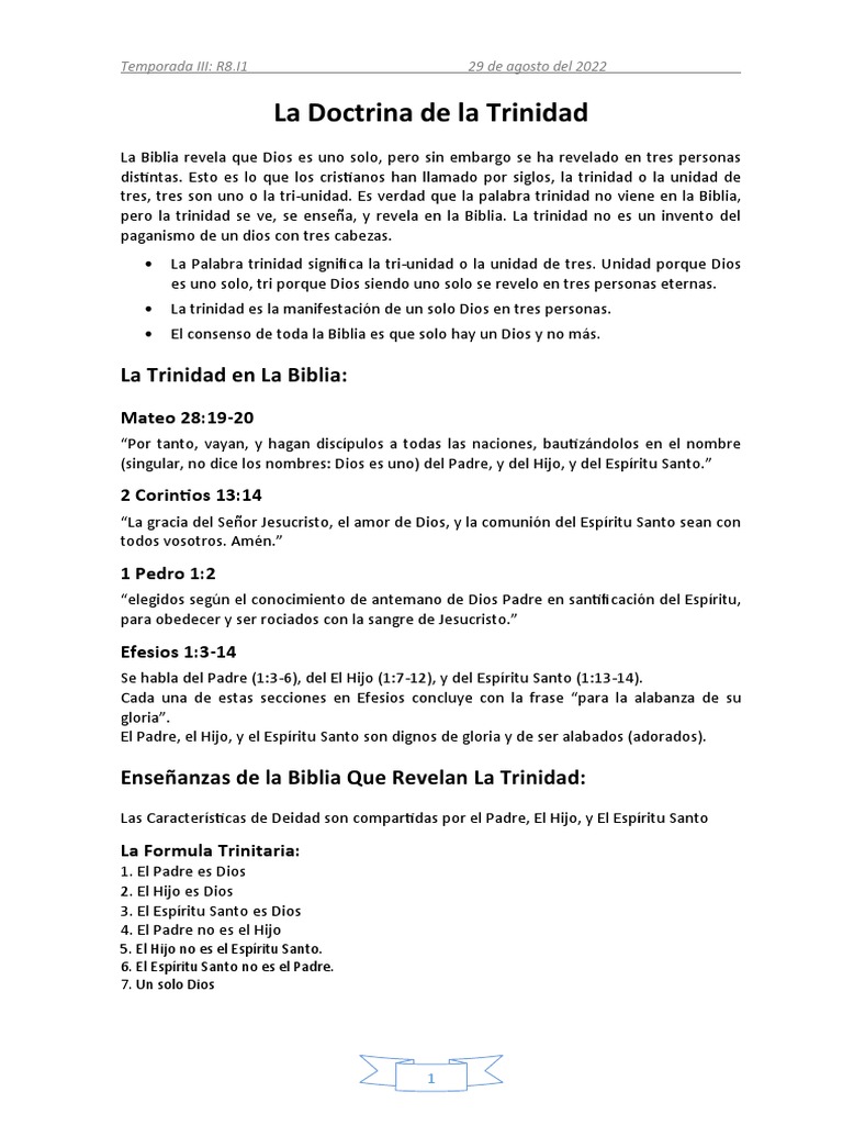 La Doctrina de La Trinidad | PDF | Trinidad | espíritu Santo