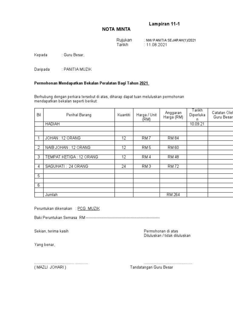 Nota Minta Muzik | PDF