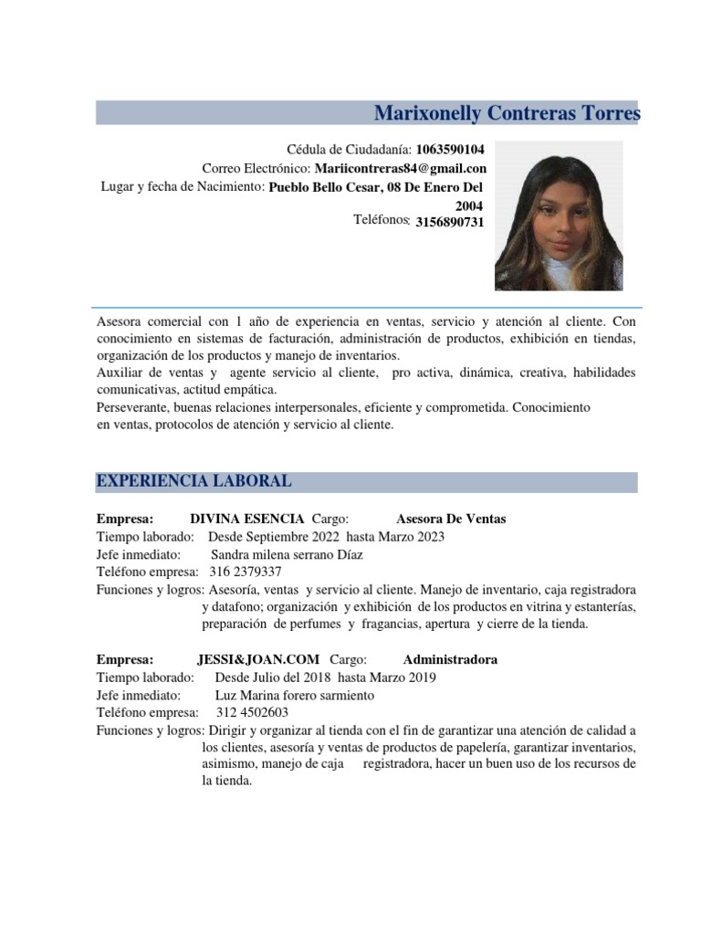 Hoja de Vida Mary. | PDF | Servicio al Cliente