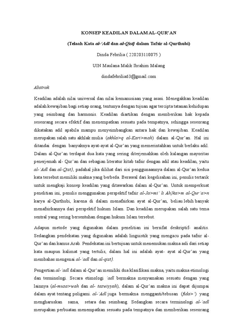 Konsep Keadilan Dalam Al - Quran | PDF