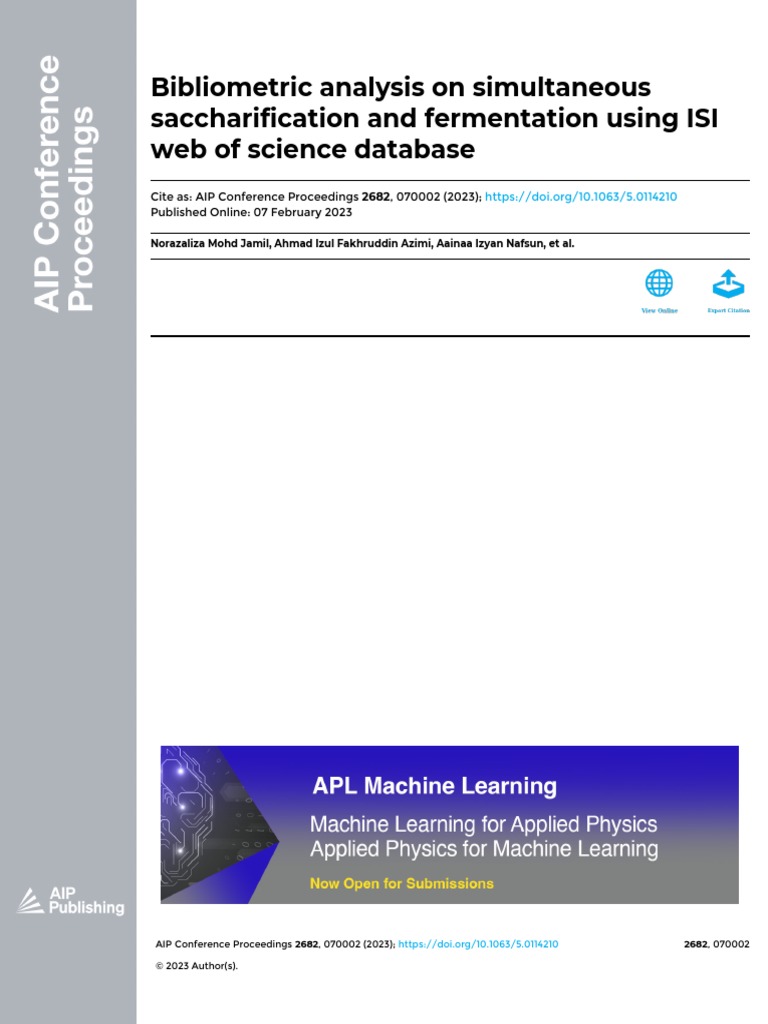 Bibliometric Analysis On Simultaneous Saccharification and Fermentation ... Bibliometric Analysis On Simultaneous Saccharification and Fermentation ...