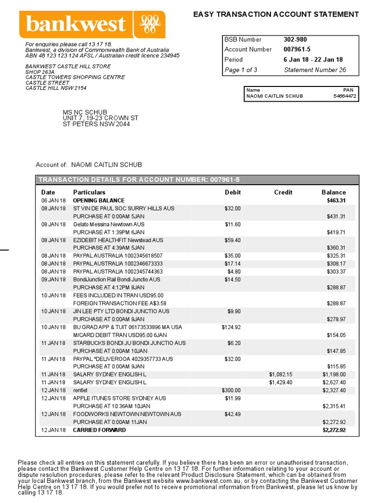 Bank Statement | PDF | Debit Card | Automated Teller Machine