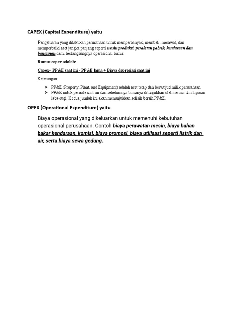 Definisi Capex or Opex | PDF
