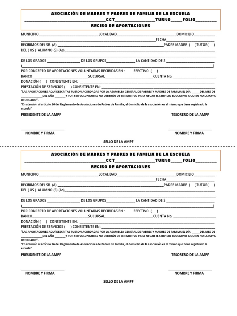 Recibo de Aportaciones Voluntarias Escolar | PDF
