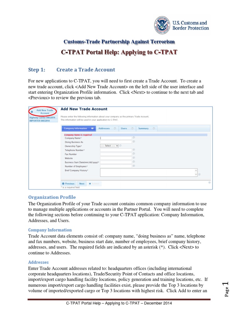 Applying to C-TPAT tutorial | PDF | Information | Application Software