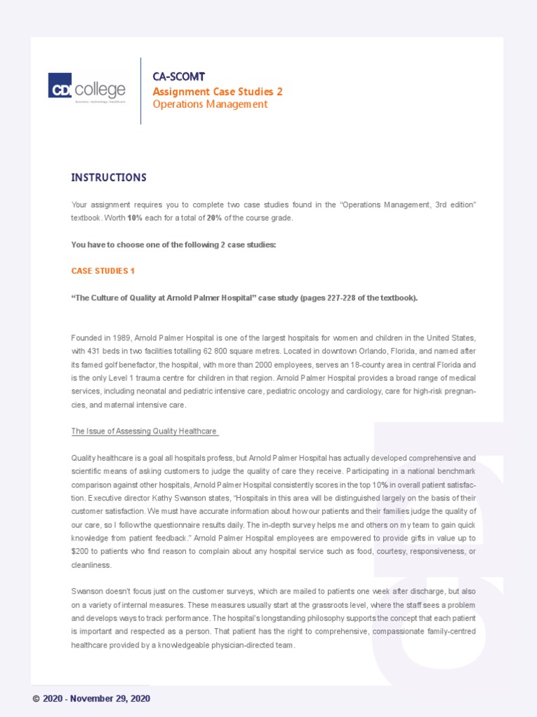 CA-SCOM - Assignment Case Studies 2 | PDF | Hospital | Patient