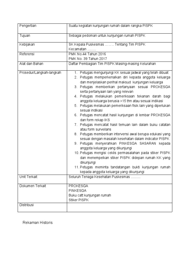 Sop Kunjungan Rumah Pispk | PDF | Sains & Matematika