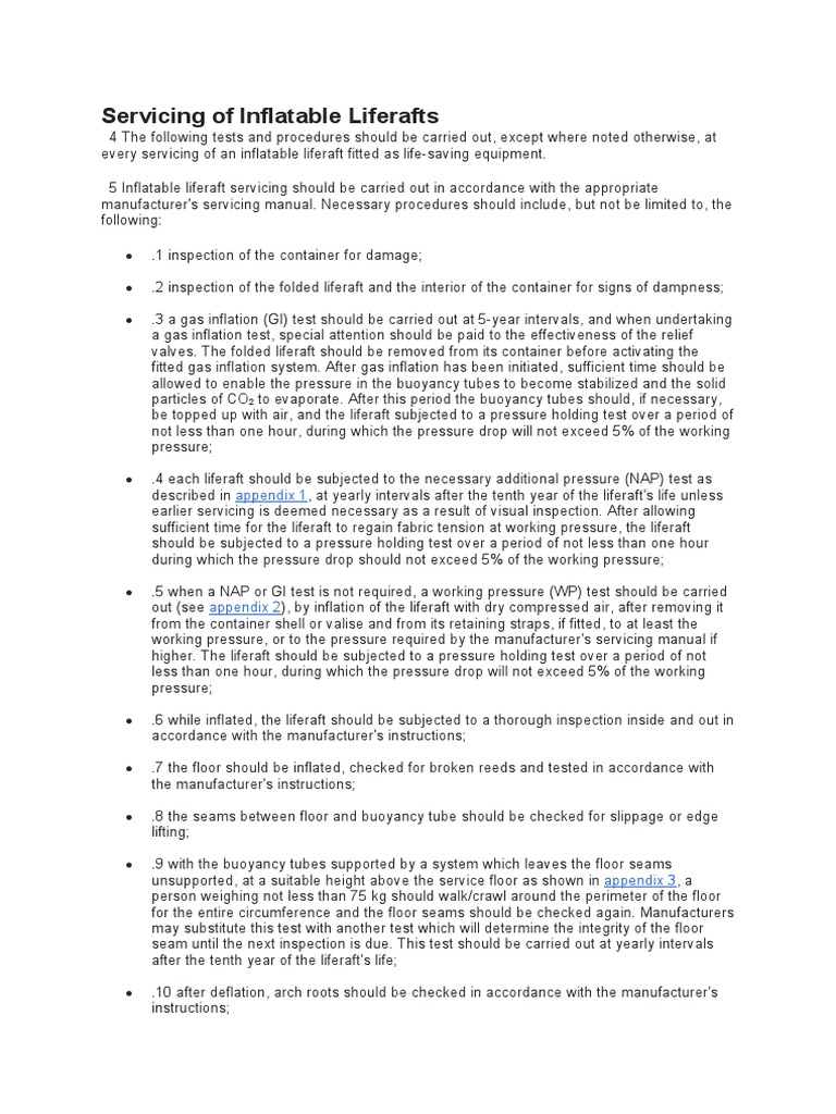 Servicing of Inflatable Liferafts | PDF | Gases | Equipment