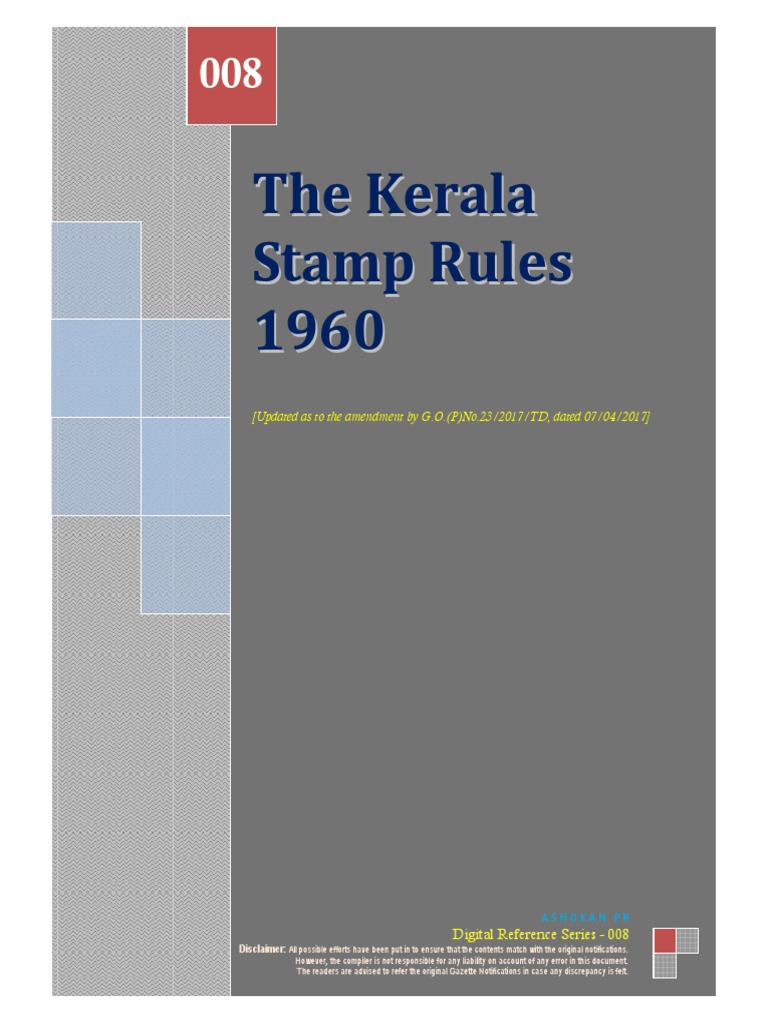 The Kerala Stamp Rules 1960 | PDF | Postage Stamp | Affidavit