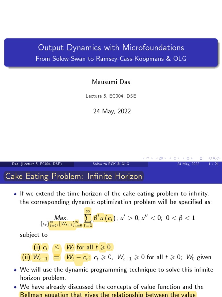 EC004-OutputDynamics_Microfoundation-2022-Lecture5 | PDF | Dynamic Programming | Mathematical ...