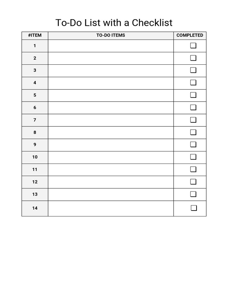 To Do List With A Checklist | PDF