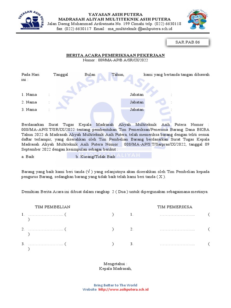 Berita Acara Pemeriksaan BKBA | PDF | Teknologi & Rekayasa