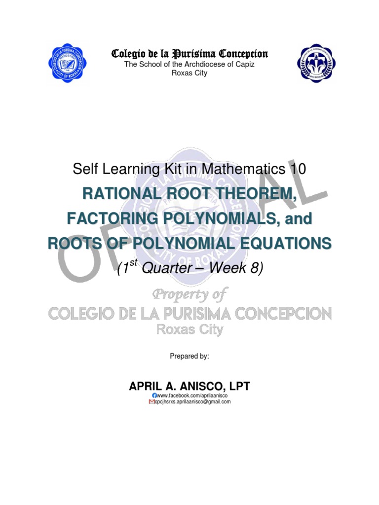Math 10: Rational Root Theorem & Factoring | PDF | Factorization | Polynomial