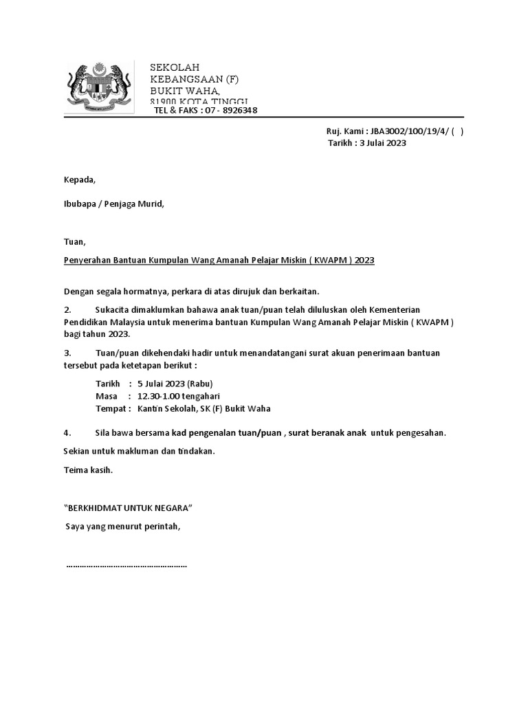 Surat Kwapm 2023 | PDF