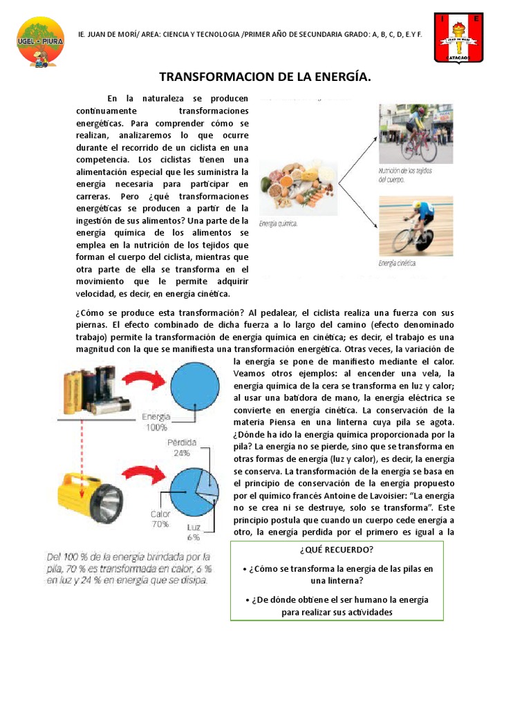 Fiche de Transformacion de La Energía | PDF | Química | Calor