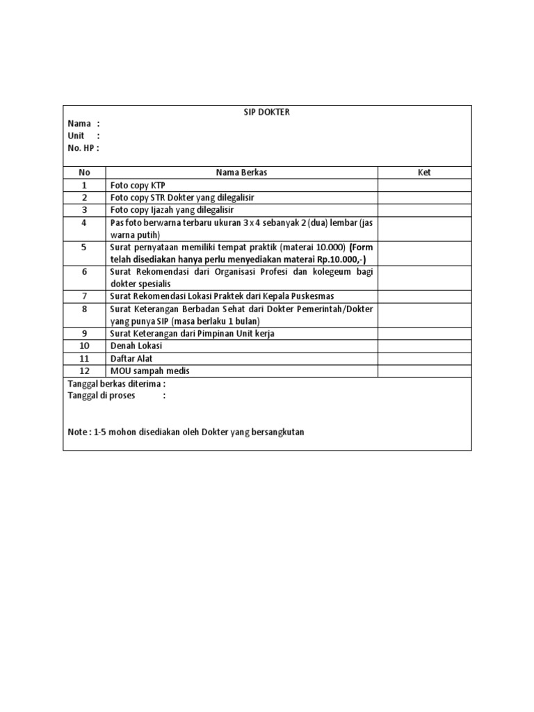 Persyaratan SIP Dokter | PDF