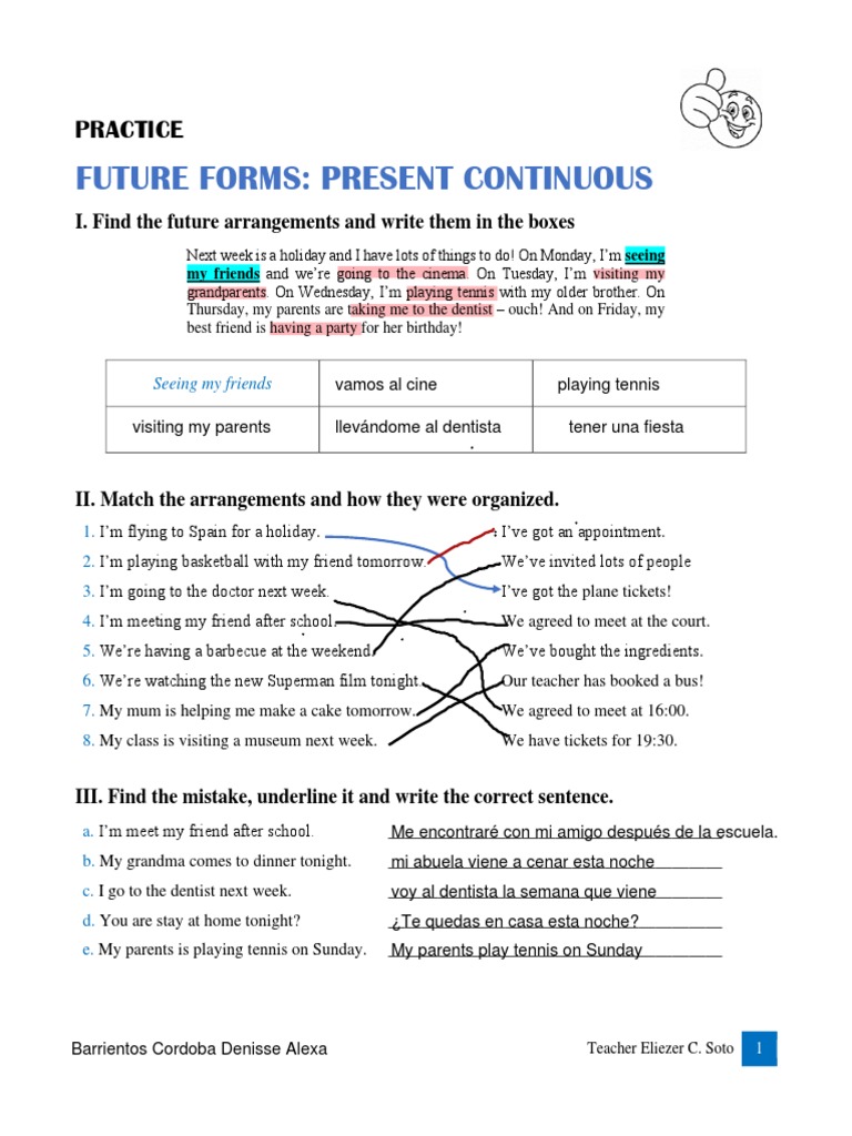 Practice - Present Continuous Future | PDF