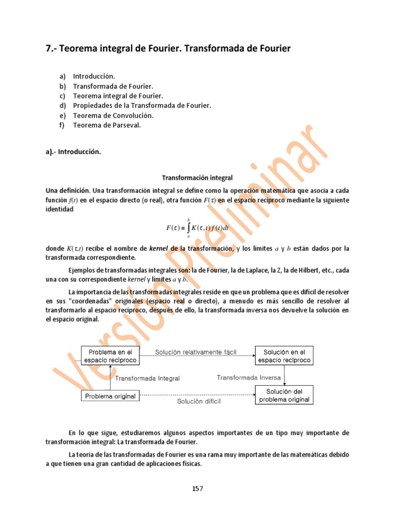 7 Teorema Integral de Fourier - Transformada de Fourier | PDF | Transformada de Fourier | Integral
