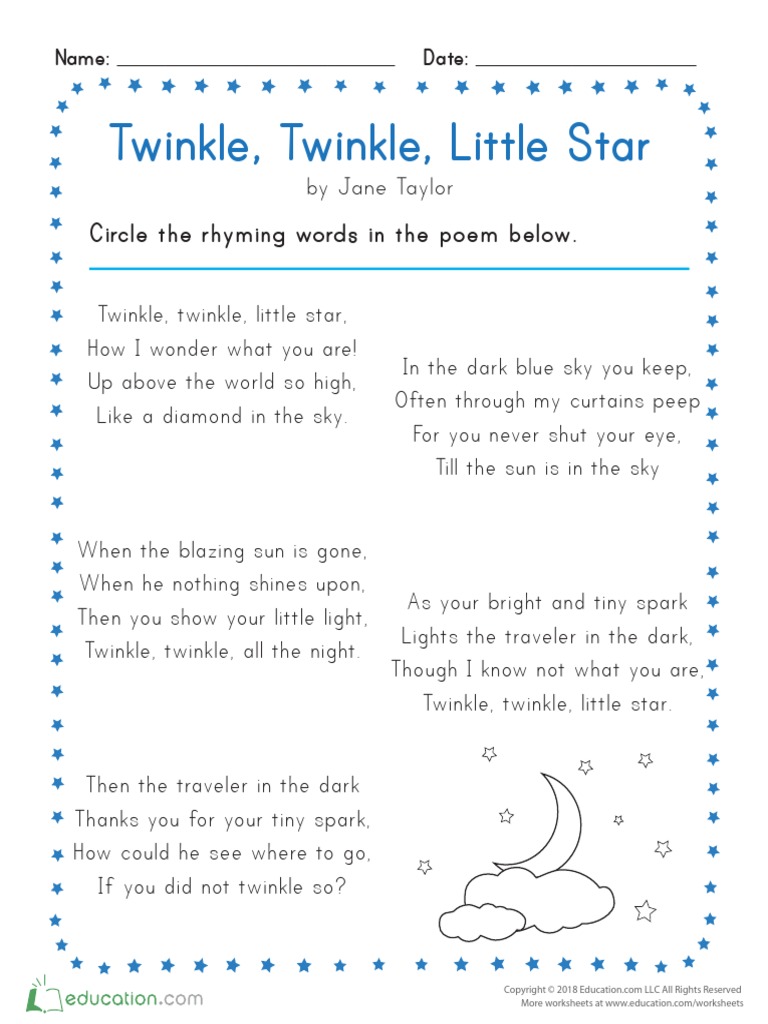 Twinkle Twinkle Little Star Poem | PDF