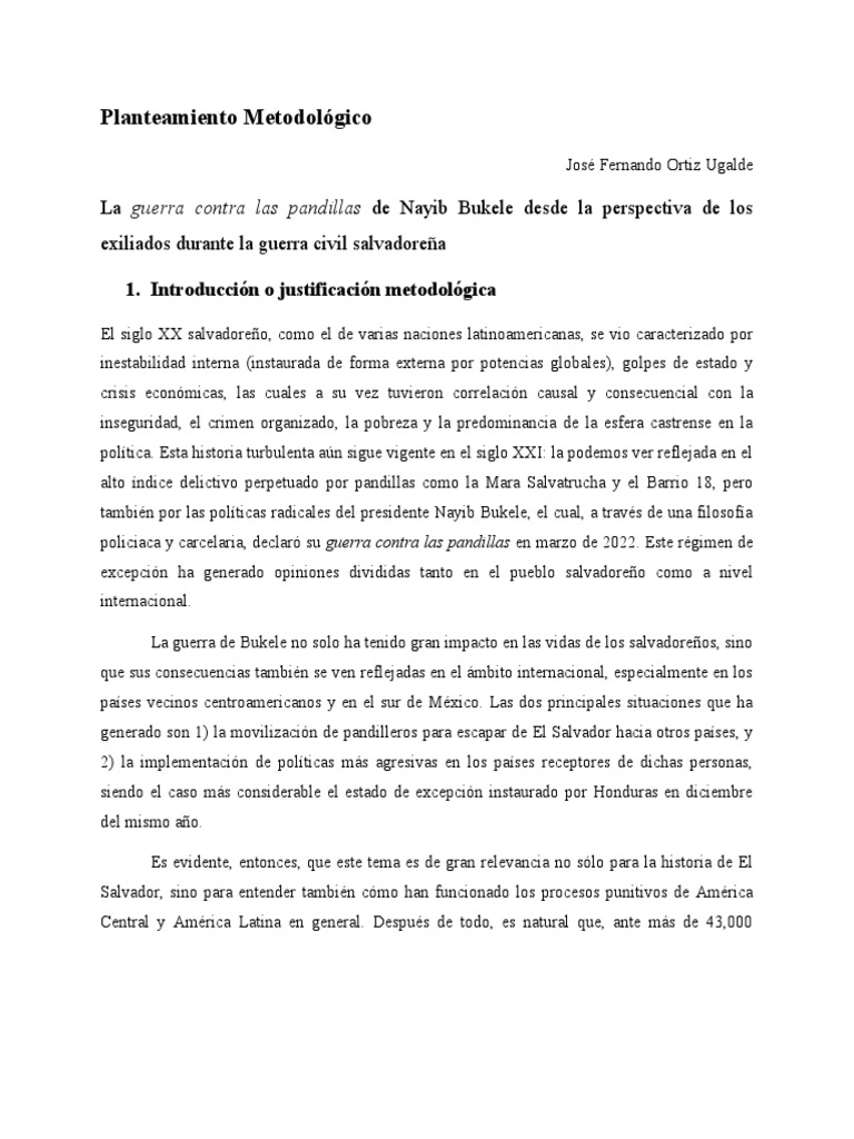 Ortiz Ugalde Planteamiento Metodológico | PDF | El Salvador | Realidad