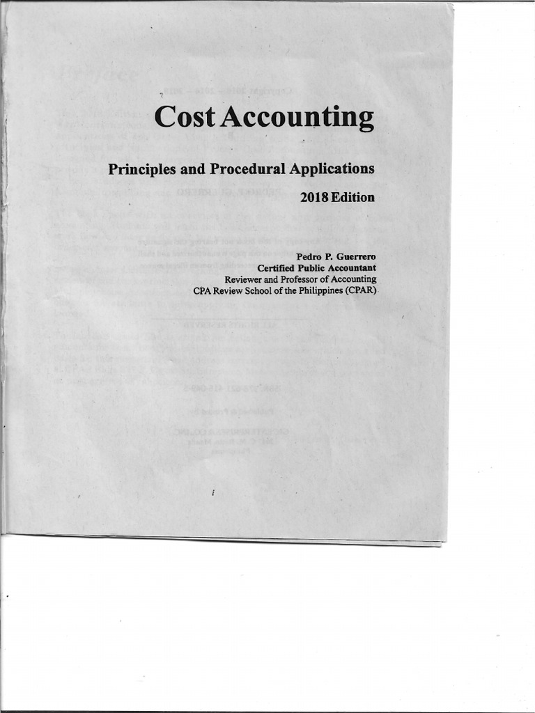 Cost Acctg 2018 Edition - Pedro Guerrerro | PDF