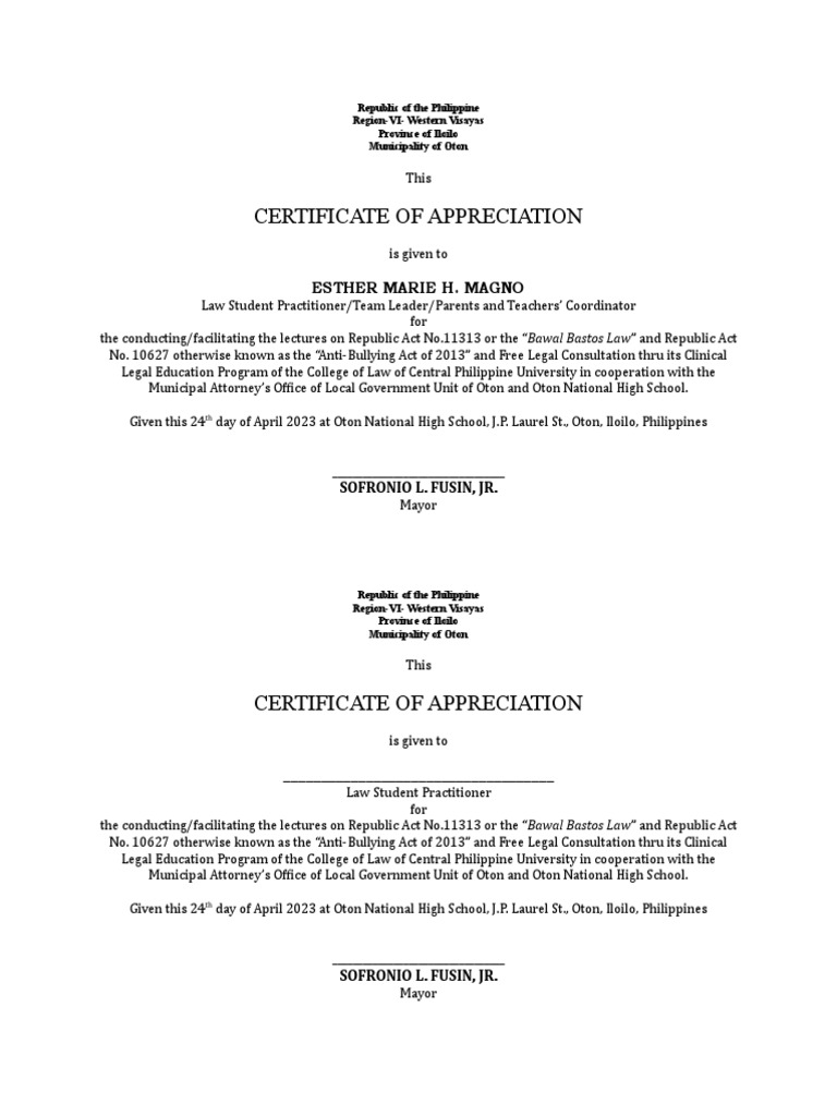 Certificate of Appreciation | PDF | Public Sphere | Social Institutions