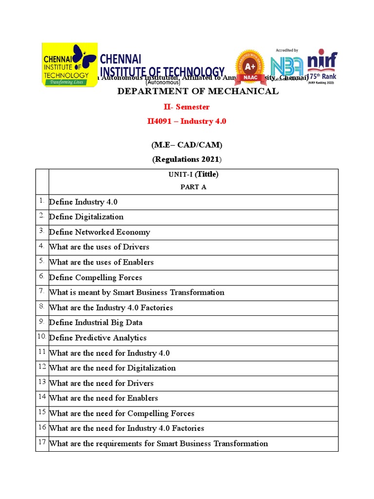 Industry 4.0 QB | PDF | Internet Of Things | Cloud Computing