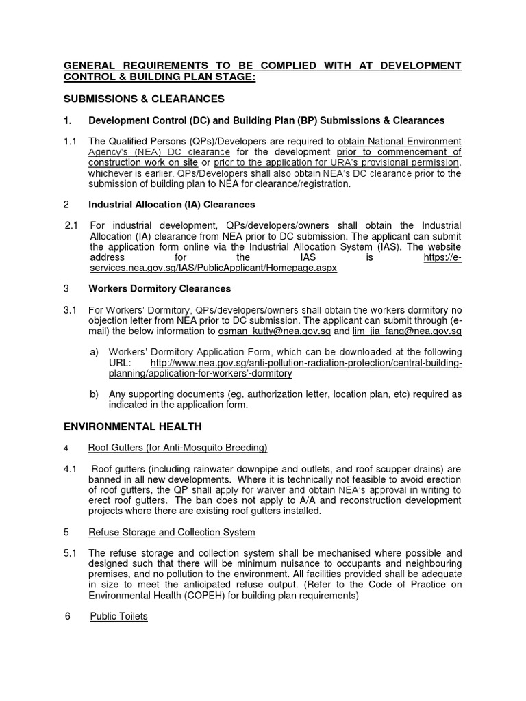 NEA General Requirements To Be Complied With at Development Control ...