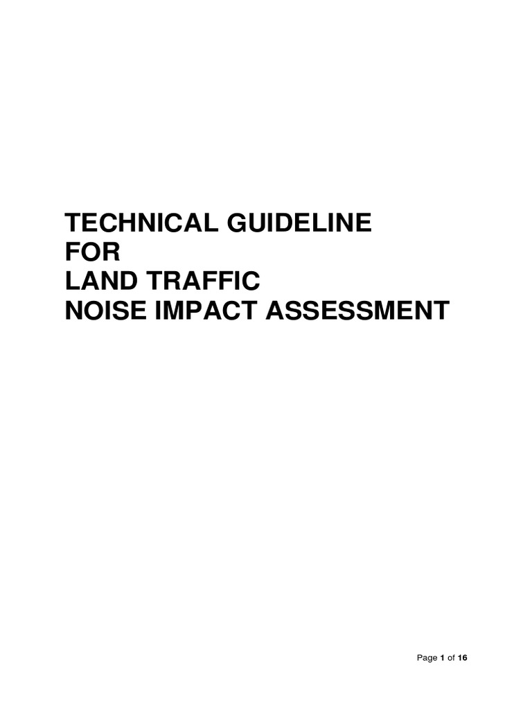 NEA Technical Guidelines For Noise Impact Assessment PDF Noise