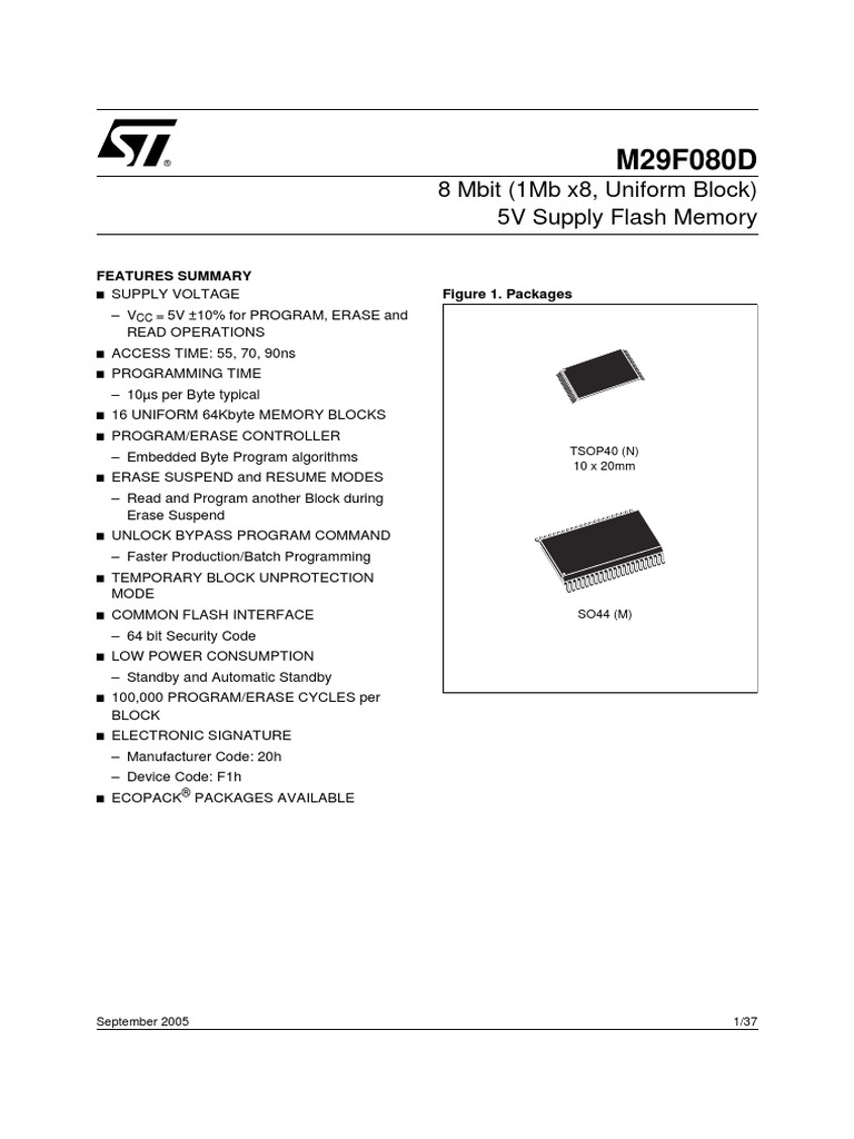 M29F080D | PDF | Flash Memory | Computer Memory