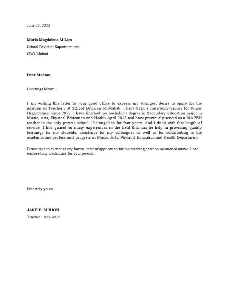Letter of Intent for MAKATI | PDF