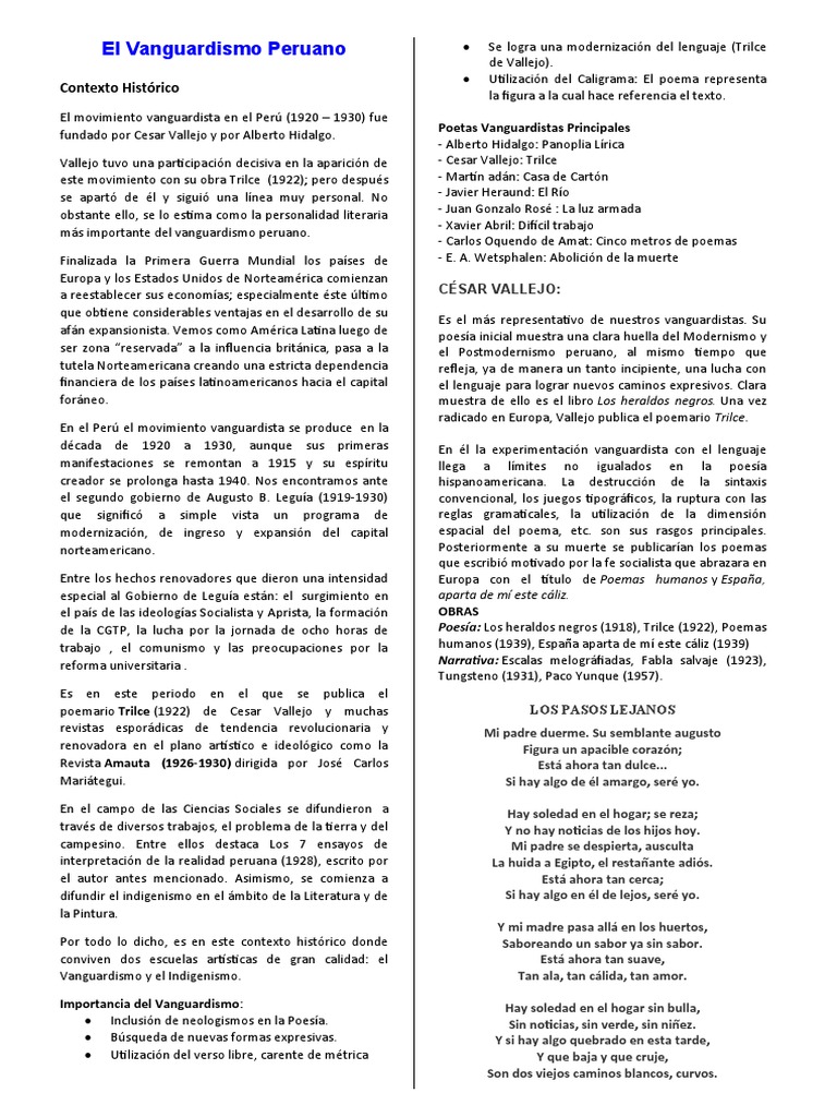 El Vanguardismo Peruano | PDF | Vanguardia