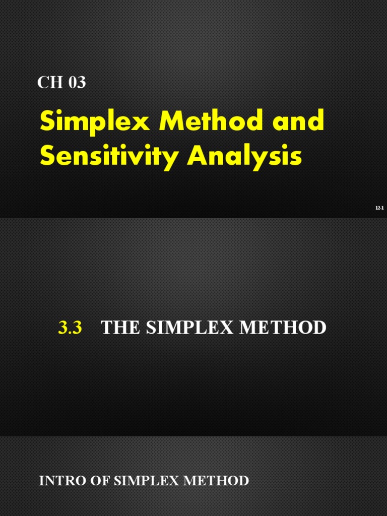 Simplex Method and Sensitivity Analysis | PDF | Mathematical ...