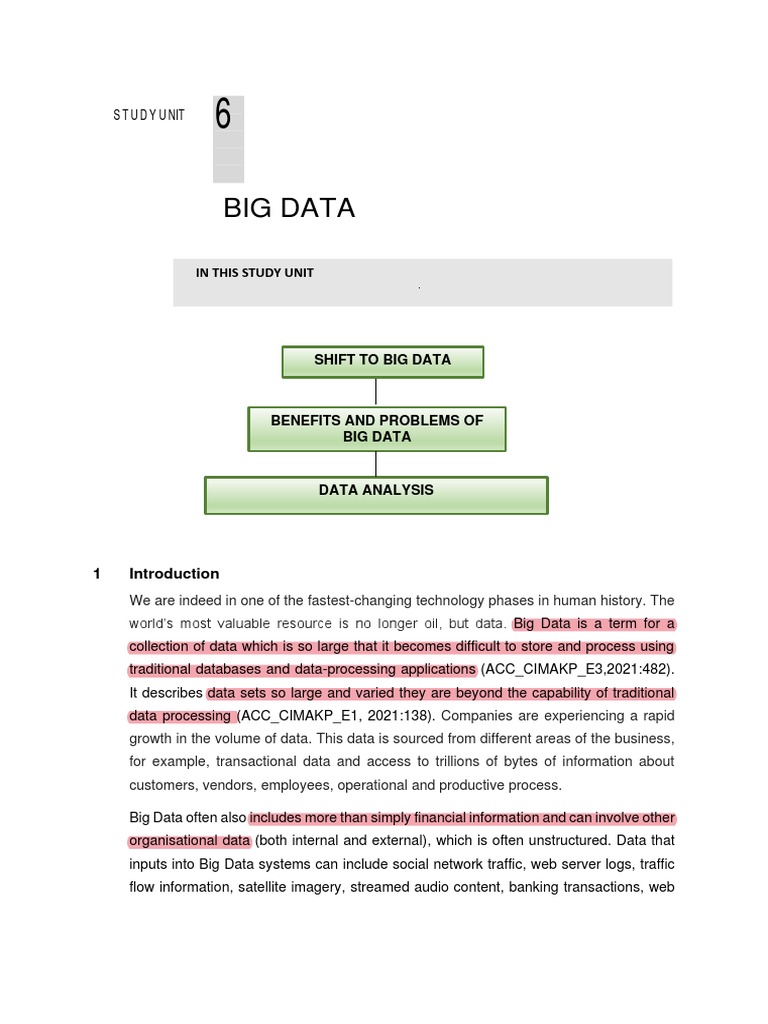 AIN1501 - Study Unit - 6 | PDF | Big Data | Data