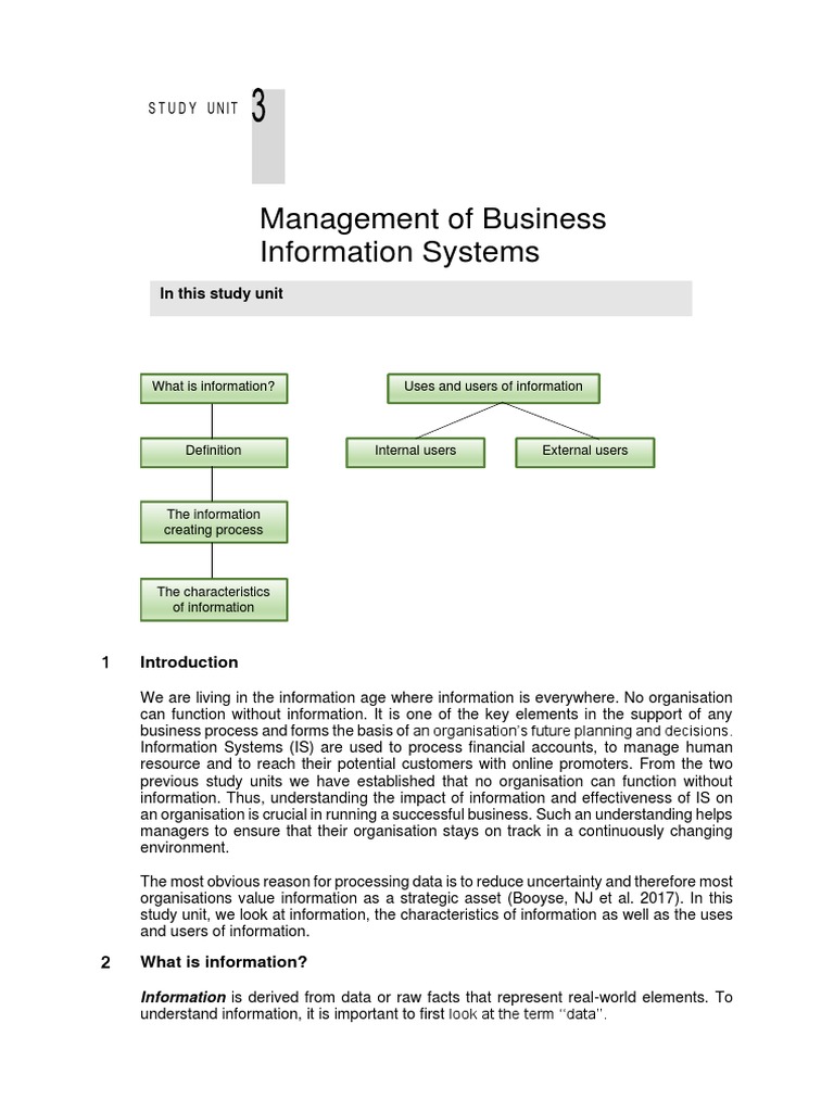 AIN1501 - Study Unit - 3 | Download Free PDF | Management Information System | Information
