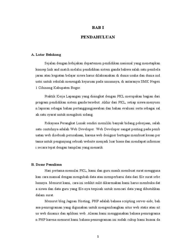 Aplikasi Administrasi PKL SMKN 1 Cibinong | PDF