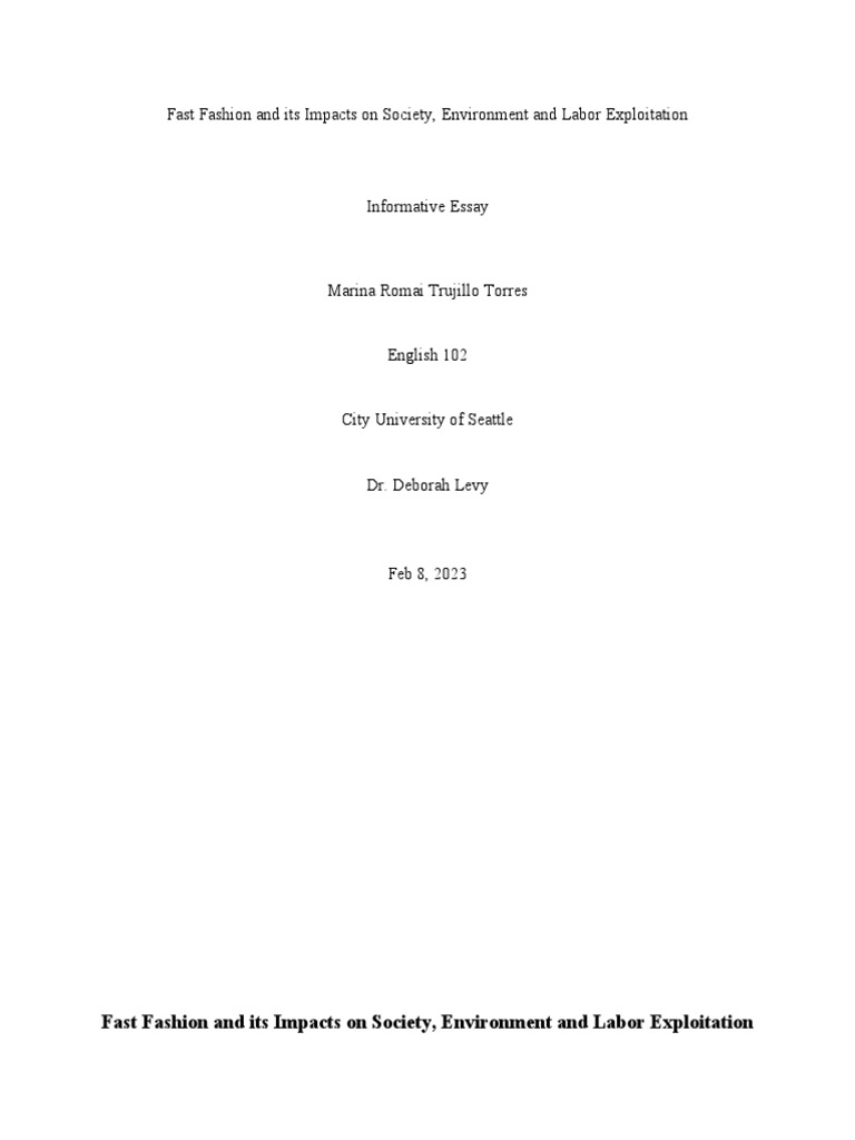 Fast Fashion and Its Impacts On Society, Environment and Labor ...