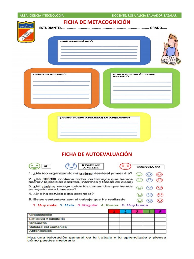 Ficha de Metacognición-Autoevaluacion - Rasb | PDF