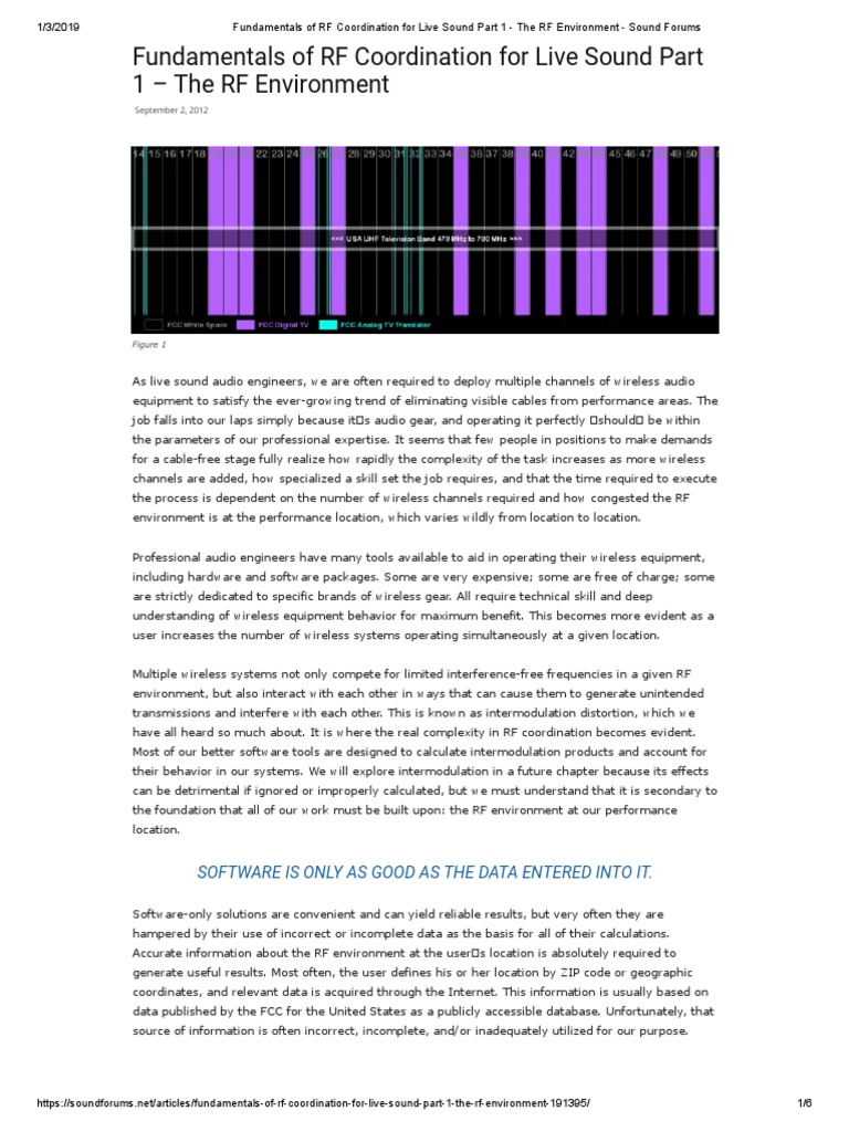 RF Coordination Basics for Live Sound | PDF | Radio Spectrum | Electromagnetic Interference