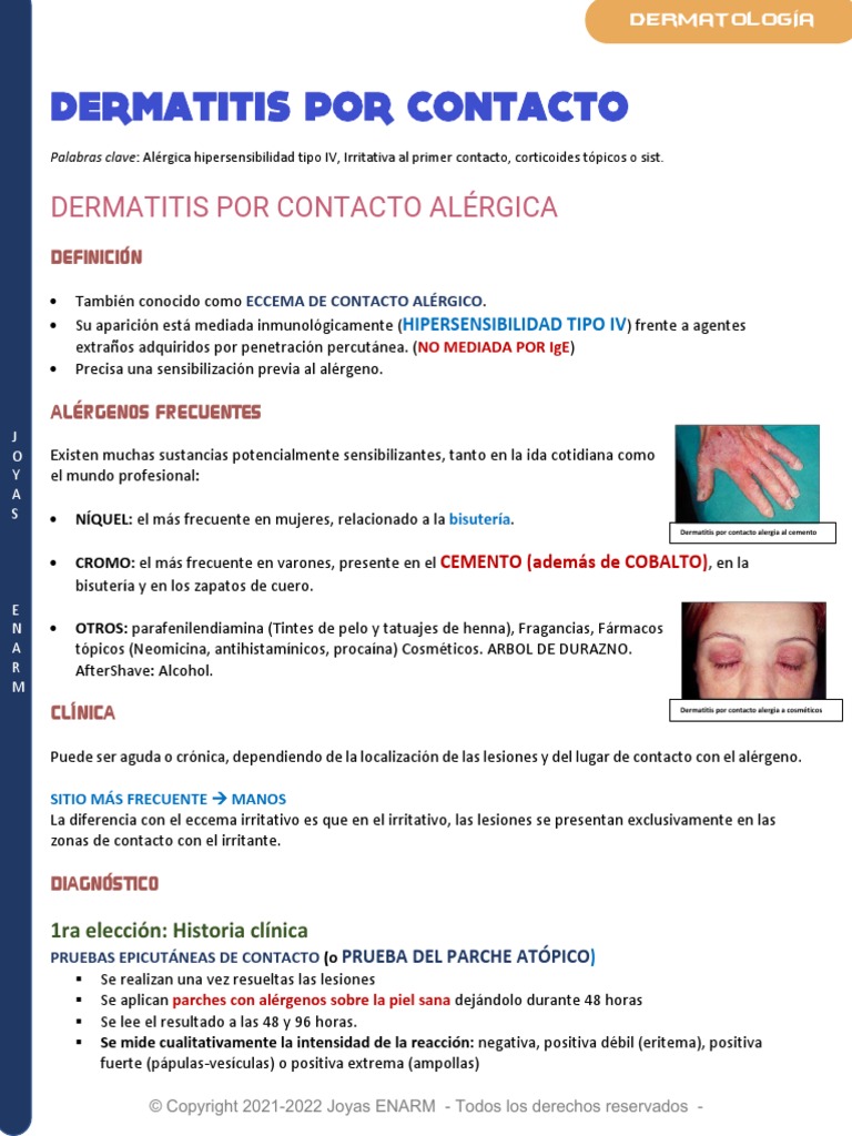 Dermatitis Por Contacto | PDF | Alergia | Especialidades Medicas
