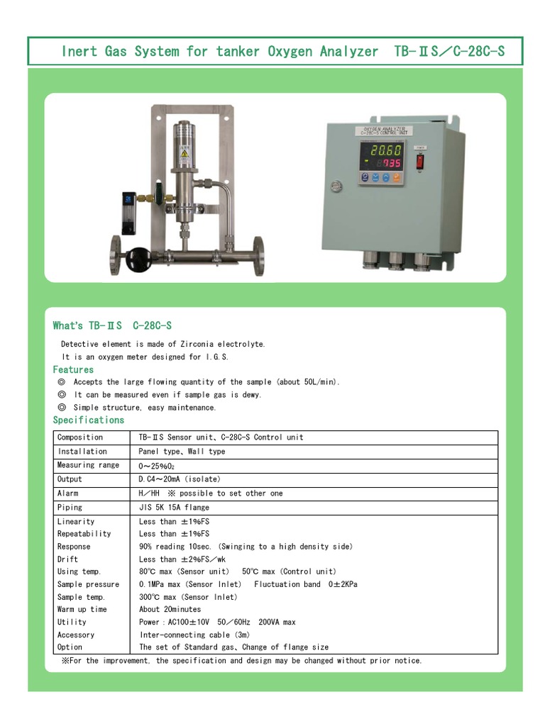 O2 Sensor 1 - Daiichi+Nekken+TB-IIF-VE+Vacuum+Trace+Oxygen+Analy | PDF