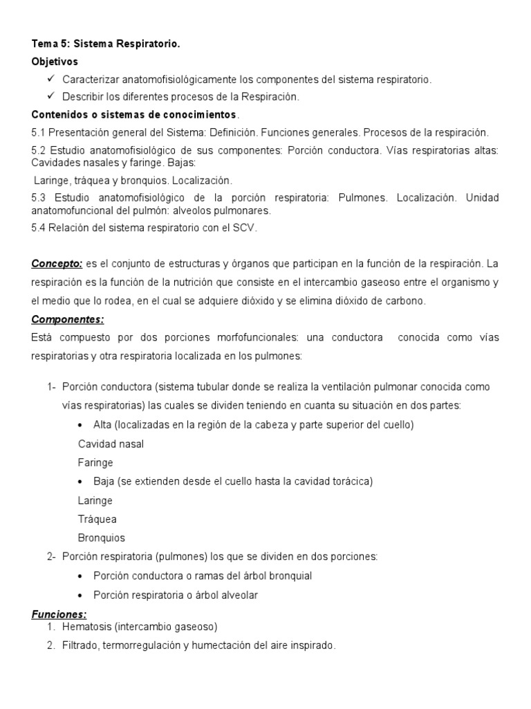 Tema 5 Respitario | PDF | Pulmón | Sistema respiratorio