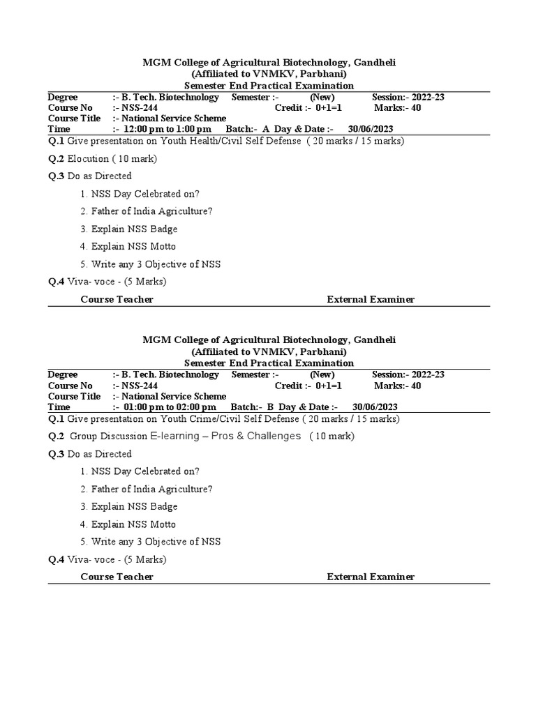 Question Paper Format For SEPE | PDF