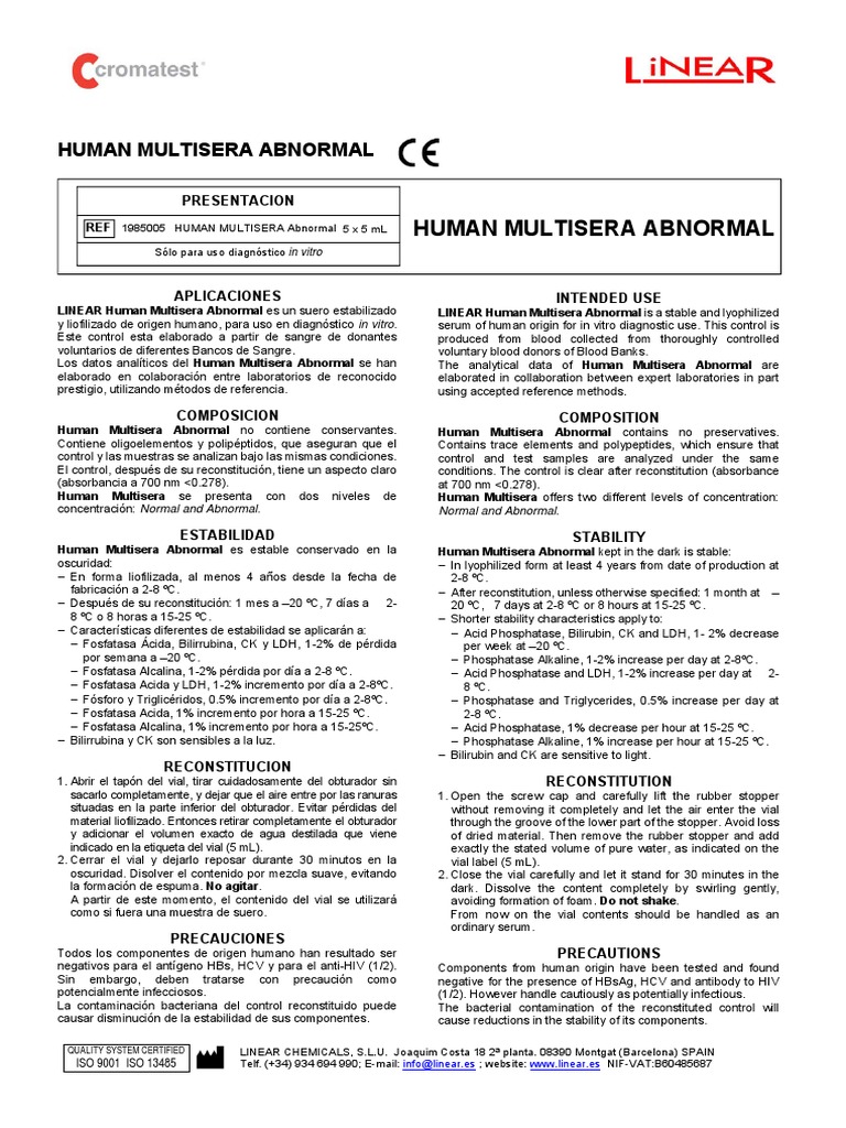 Chromatest Multisuero Anormal | PDF | Materiales | Compuestos químicos