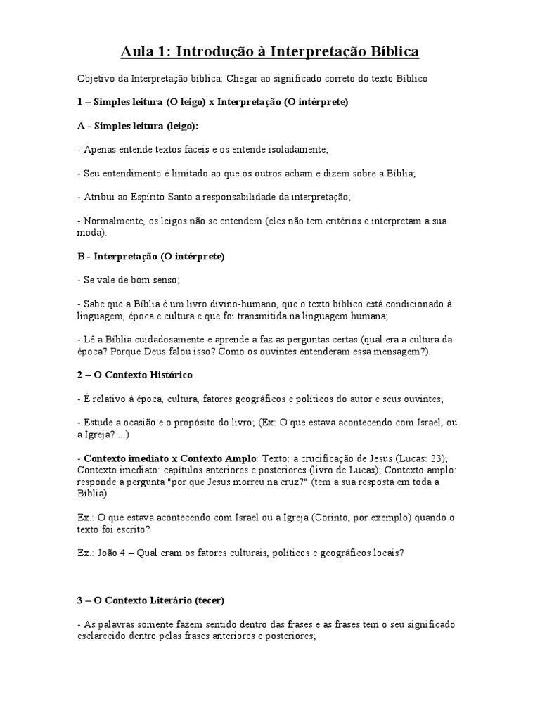 Introdução À Interpretação Bíblica Pdf