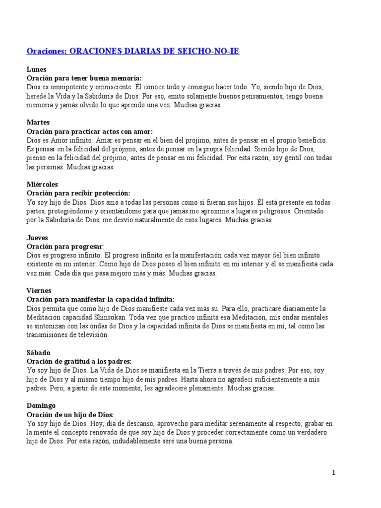 Oraciones seicho No Le | PDF | Oración | Dios