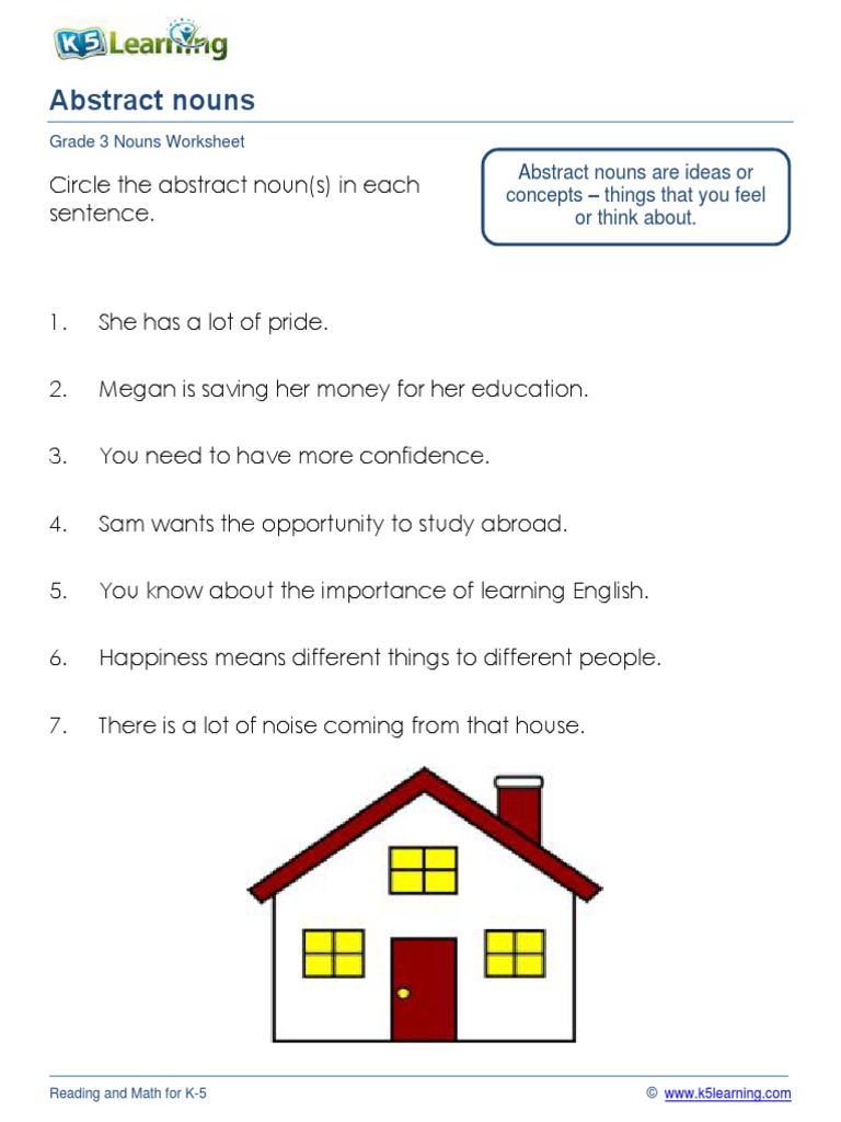 Grade 3 Abstract Nouns Worksheet | PDF