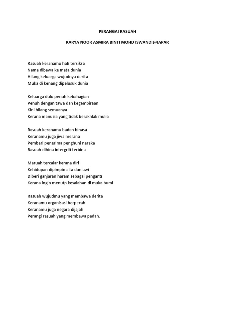 Sajak Perangai Rasuah | PDF